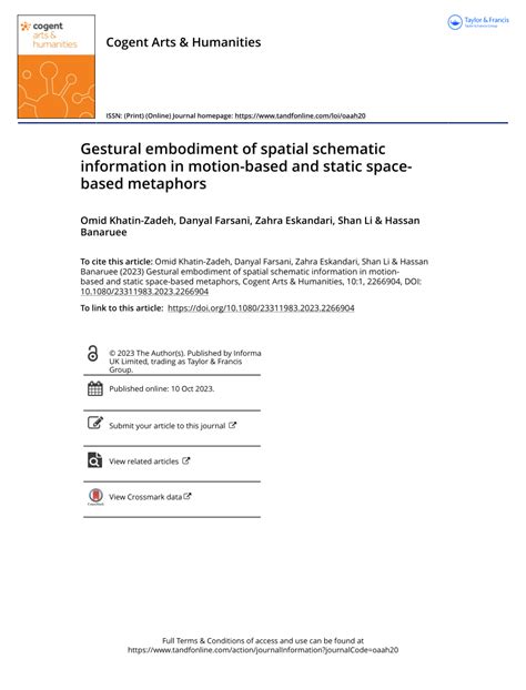 Pdf Gestural Embodiment Of Spatial Schematic Information In Motion Based And Static Space