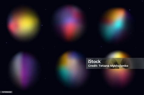 무지개 섬광 광선 유리 렌즈 프리즘을 통한 다색 원형 눈부심 광선 세트 눈부신 플래시 흐릿한 모양 무지개 빛깔 반사 광선 빔 흐림의 스펙트럼 마법의 빛 벡터 3차원 형태에