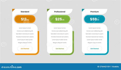 Minimal Pricing Comparison Chart Web Ui Template Design Cartoon Vector