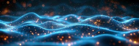 Creating Dynamic Abstract Digital Waves With Glowing Highlights For Futuristic Visuals Stock