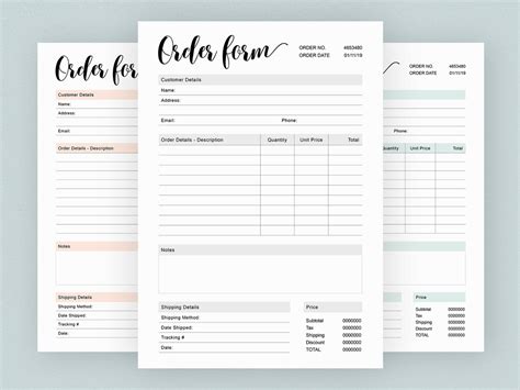 Order Forms Editable PDF DIYmini