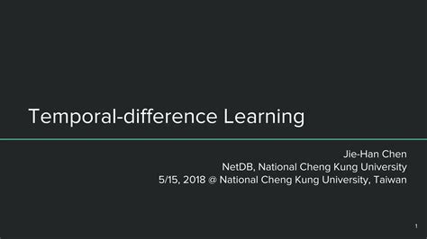 Temporal Difference Learning Ppt