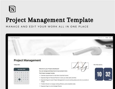 Digital Notion Project Management Planner Template Etsy