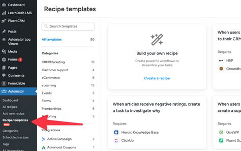 Recipe Template Library For Wordpress Automation