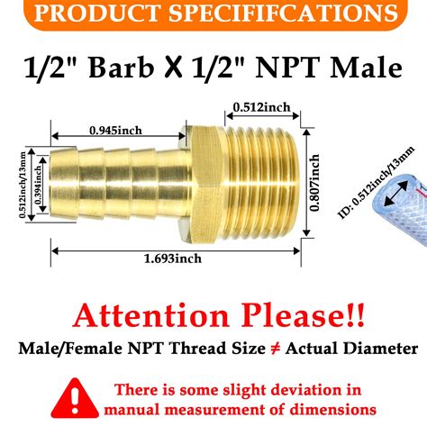 Brass Hose Barb Fittings 12 Barb X 12 Npt Male