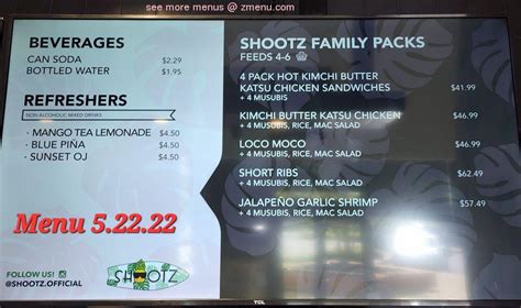 Online Menu Of Shootz Restaurant Ontario California 91761 Zmenu