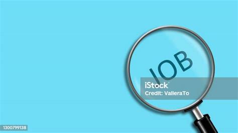 작업 파란색 배경에 비문 돋보기를 통해 볼 수 있습니다 구인 검색 개념입니다 공간을 복사합니다 비즈니스 금융 3차원 형태에 대한 스톡 벡터 아트 및 기타 이미지 Istock