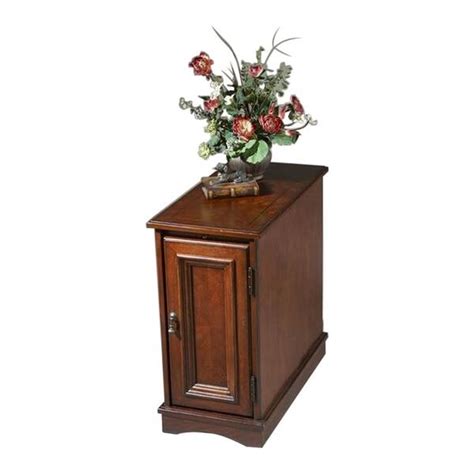 Transitional Wooden Rectangular Chairside Chest In Plantation Cherry