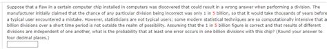 Solved Suppose That A Flaw In A Certain Computer Chip Chegg Com