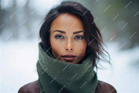 Premium Ai Image Woman Alone In The Forest In A Winter Scene