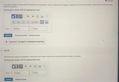 Solved Peg B On The Gear Slides Freely Along The Slot In Chegg Com