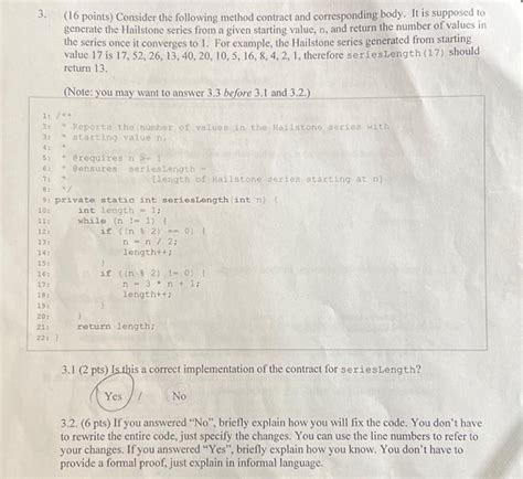 Solved 3 16 Points Consider The Following Method Contract