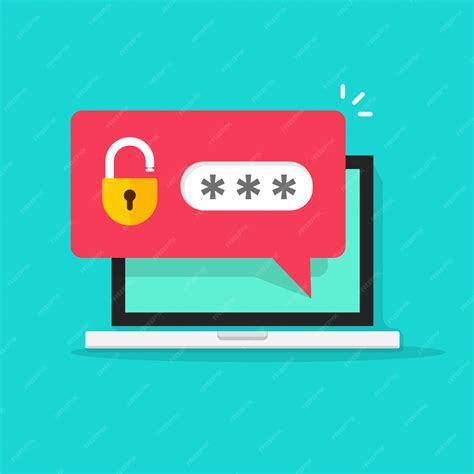 Premium Vector Laptop With Password Notification Vector Flat Cartoon