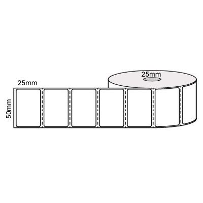 50mm X 25mm 1 Across 500roll White Direct Thermal Perforated