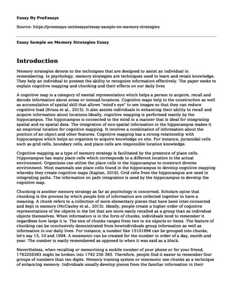 📗 Essay Sample On Memory Strategies Free Essay Term Paper Example