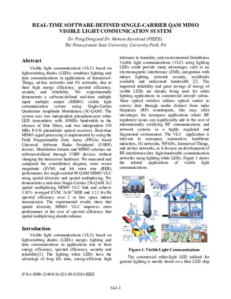 Pdf Real Time Software Defined Single Carrier Qam Mimo Visible Light