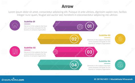 Arrow Or Arrows Stage Infographics Template Diagram With Rectangle Shape Vertical Unsymmetric