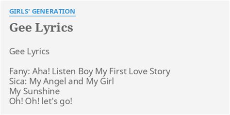Gee Lyrics By Girls Generation Gee Lyrics Fany Aha