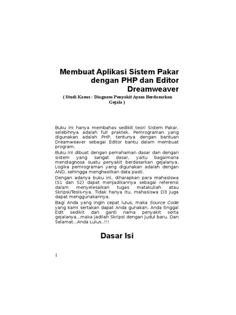Aplikasi Sistem Pakar Berbasis Web Dengan Php Dan Mysql Pdf