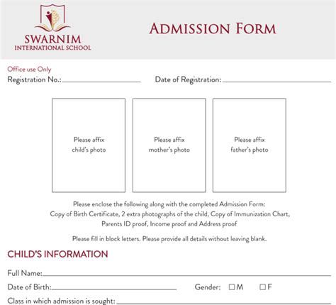 57 Sample Admission Form Templates In Ms Word Day To Day Email