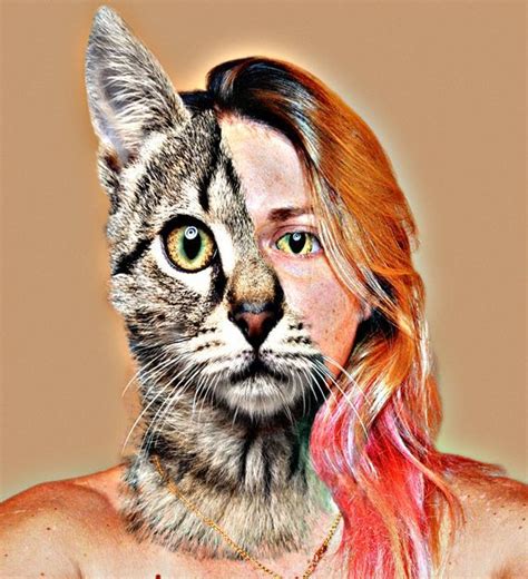 Cat And Human Hybrid Art Portrait Art Animal Art Projects