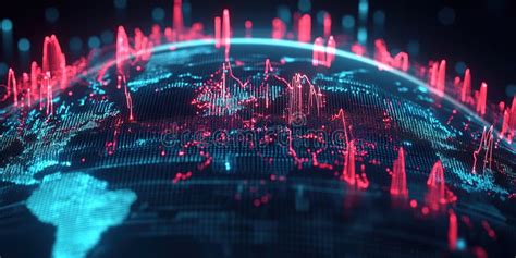 Global Data Visualization Highlighting Activity Hotspots And Trends Across Continents In A