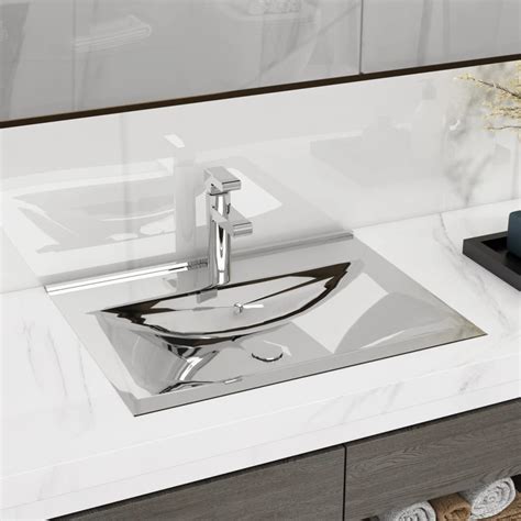 Vidaxl Waschbecken Mit Überlauf 60x46x16 Cm Keramik Silbern Vidaxlat