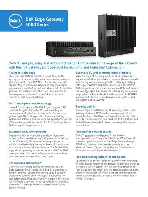 Spec Sheet Dell Edge Gateway 5000 Series Pdf