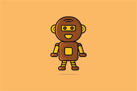 Robot Cartoon Character Vector Illustration Technology Robot Icon