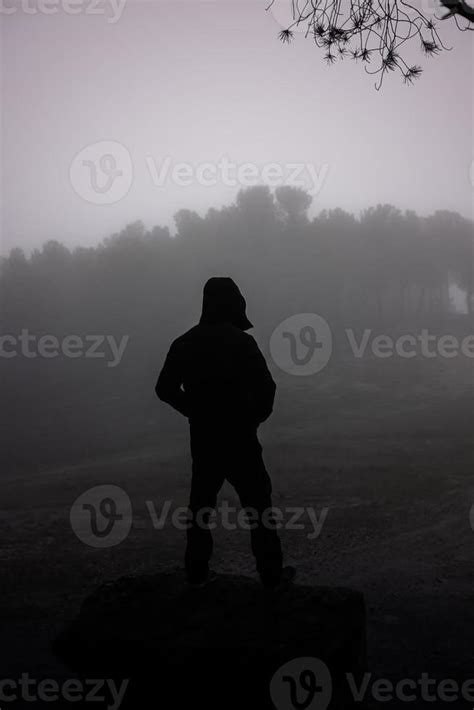 Man In Forest With Fog 17535326 Stock Photo At Vecteezy