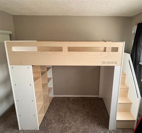 Personalized Twin Single Loft Bed With Cubed Open Shelving Artofit