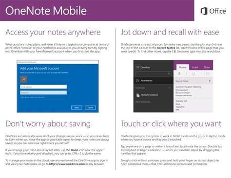 microsoft onenote mobile quick start guide