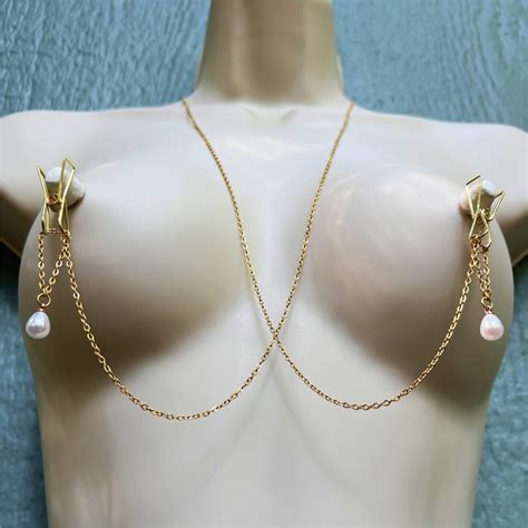 Bdsm Dainty Nipple Clamps With Pearls And Body Chain Ebay
