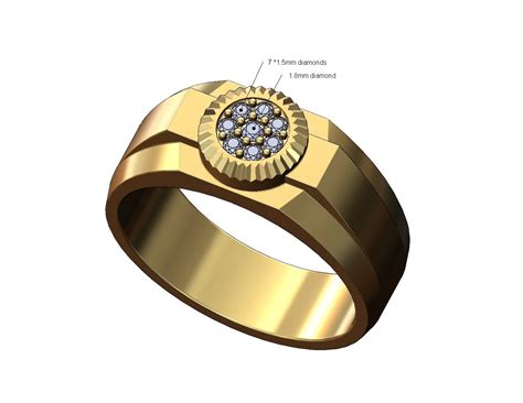 Download Stl File Diamond Bezel Stepped Rectangular Signet Us Sizes