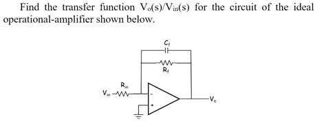 Solved Find The Transfer Function Vosvins For The