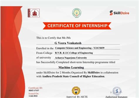 ganta venkatesh on linkedin machinelearning internship ai