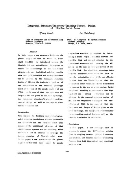 Pdf Integrated Structuretrajectory Tracking Control Design Of