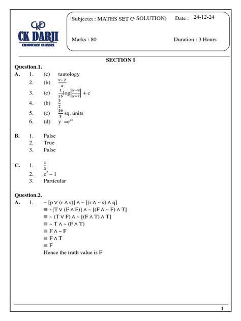 Solution Maths 24 12 24 Set C Pdf Matrix Mathematics