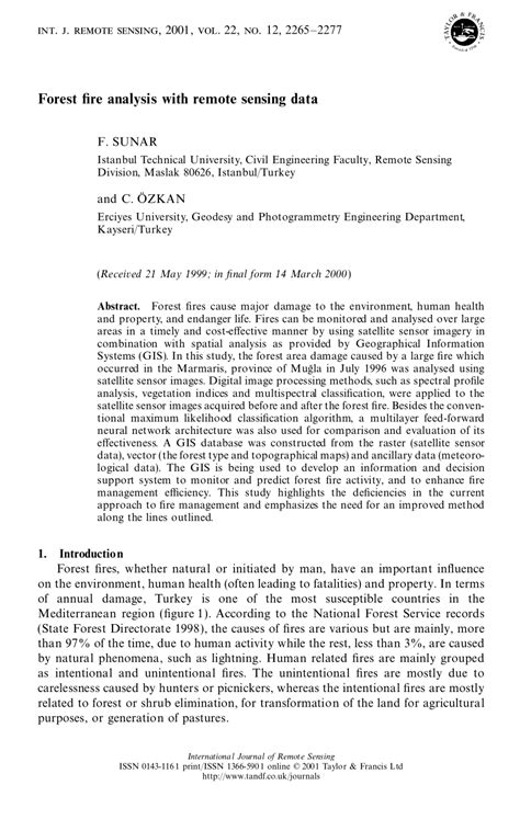 Pdf Forest Fire Analysis With Remote Sensing Data