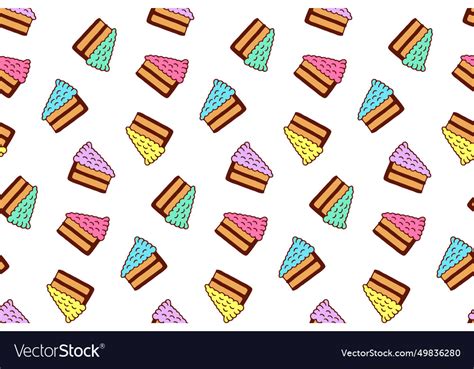 Slice Of Cake Seamless Pattern Vibrant Royalty Free Vector