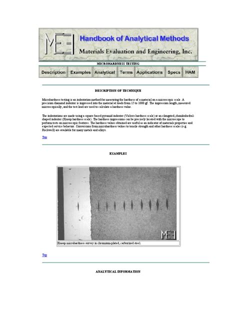 Micro Hardness Testing Pdf Hardness Building Materials