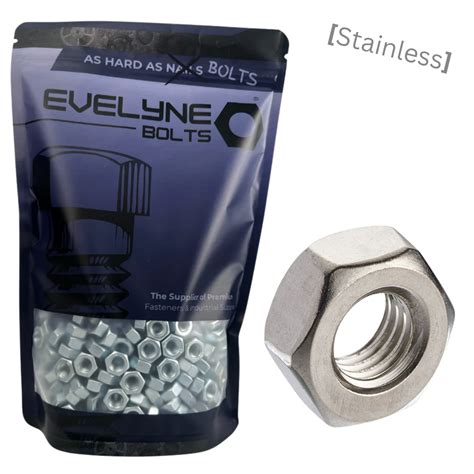 A2 Stainless Plain Nuts M16 Evelyne Bolts® Greaseape