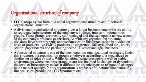 Management Foundation Itc Company Organizational Structure Amity