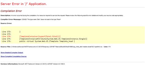 C Asp Net Running A Content Page Using Master Page Error Templatecontainer Typeof Mysite