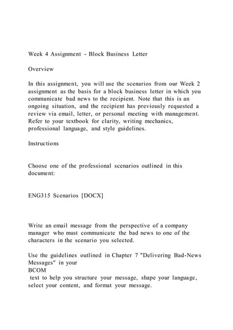Week 4 Assignment Block Business Letter Overviewin This Pdf