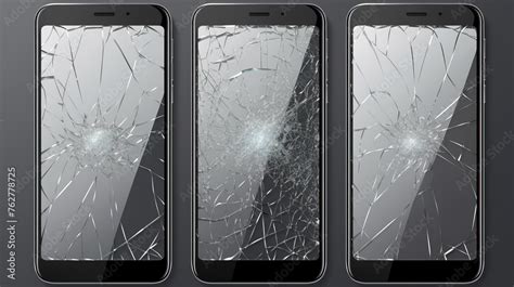 ภาพประกอบสต็อก Cracked Glass Vector Scratched Phone Screen Smartphone