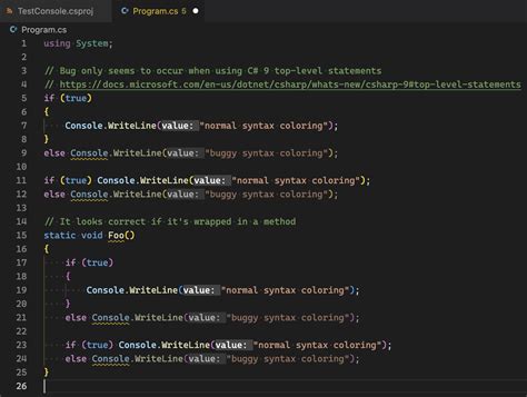 C Textmate Grammar Doesnt Support Top Level Statements · Issue 5760 · Dotnetvscode Csharp