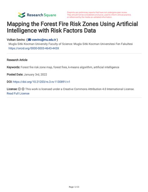 Pdf Mapping The Forest Fire Risk Zones Using Artificial Intelligence With Risk Factors Data