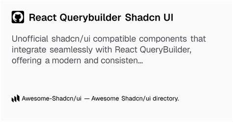 React Querybuilder Shadcn Ui Shadcnui Styled Components For Your React Querybuilder Awesome