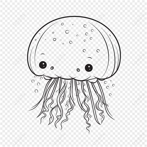 해파리 색칠 페이지 귀여운 카와이 개요 스케치 드로잉 벡터선 그리기개요 예술 Png 일러스트 무료 다운로드 Lovepik